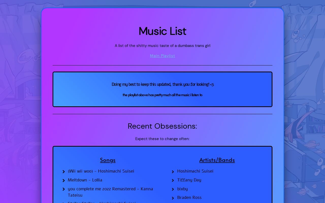 Enthu's Music Obsessions List